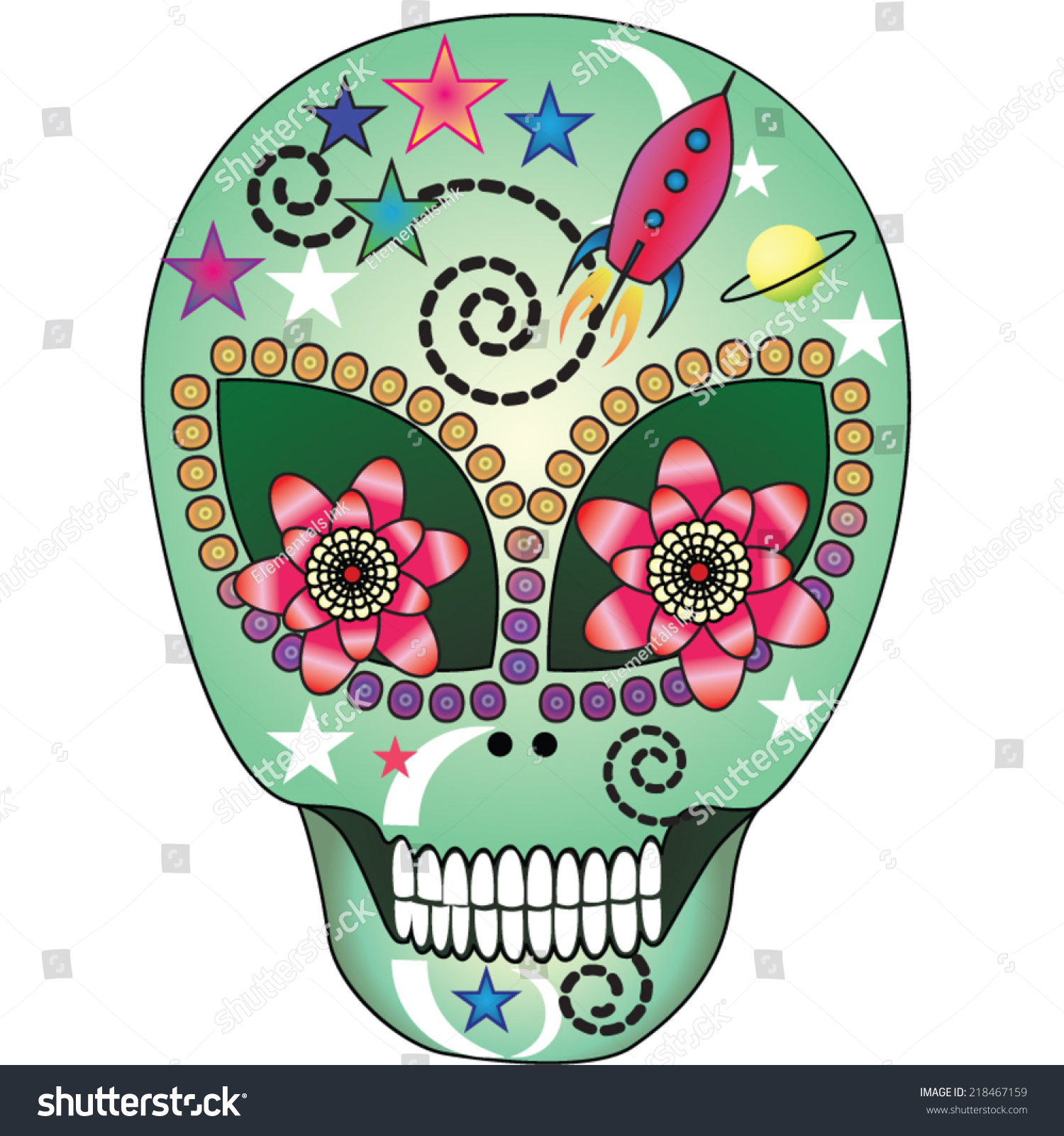Sugar Skull Alien Stock Vector (Royalty Free) 218467159