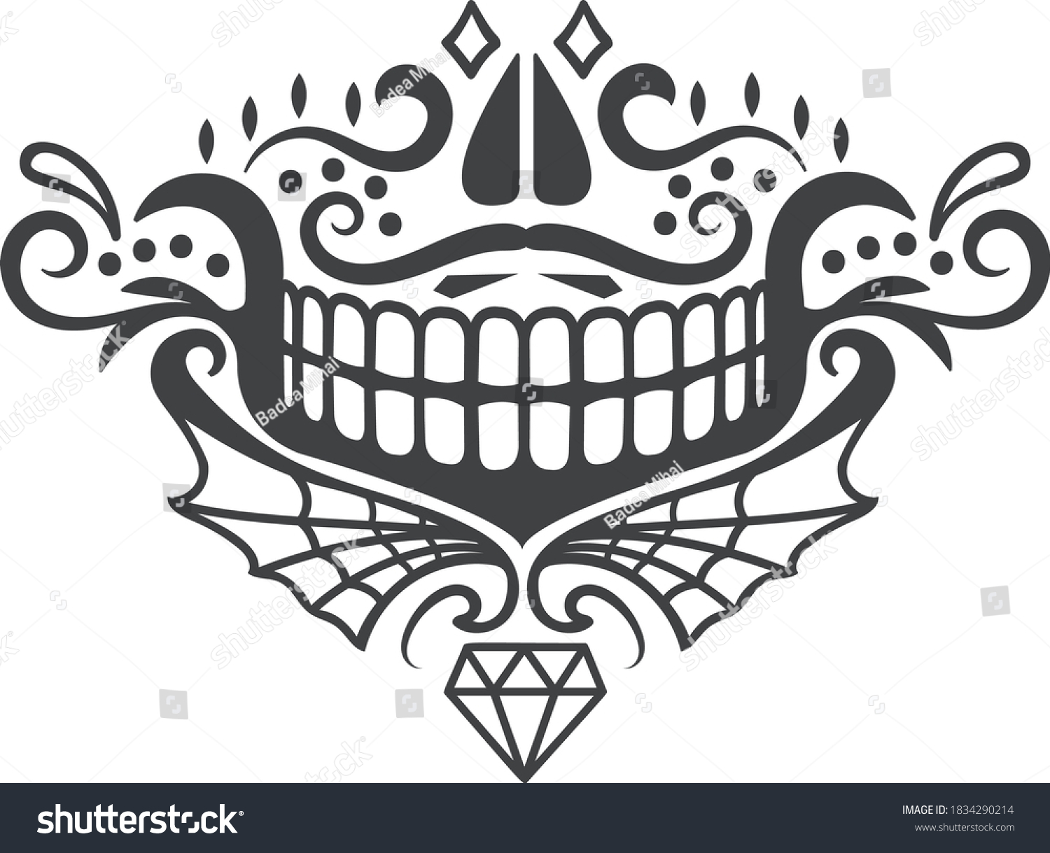 Sugar Skull Face Mask Template Stock Vector (Royalty Free) 1834290214