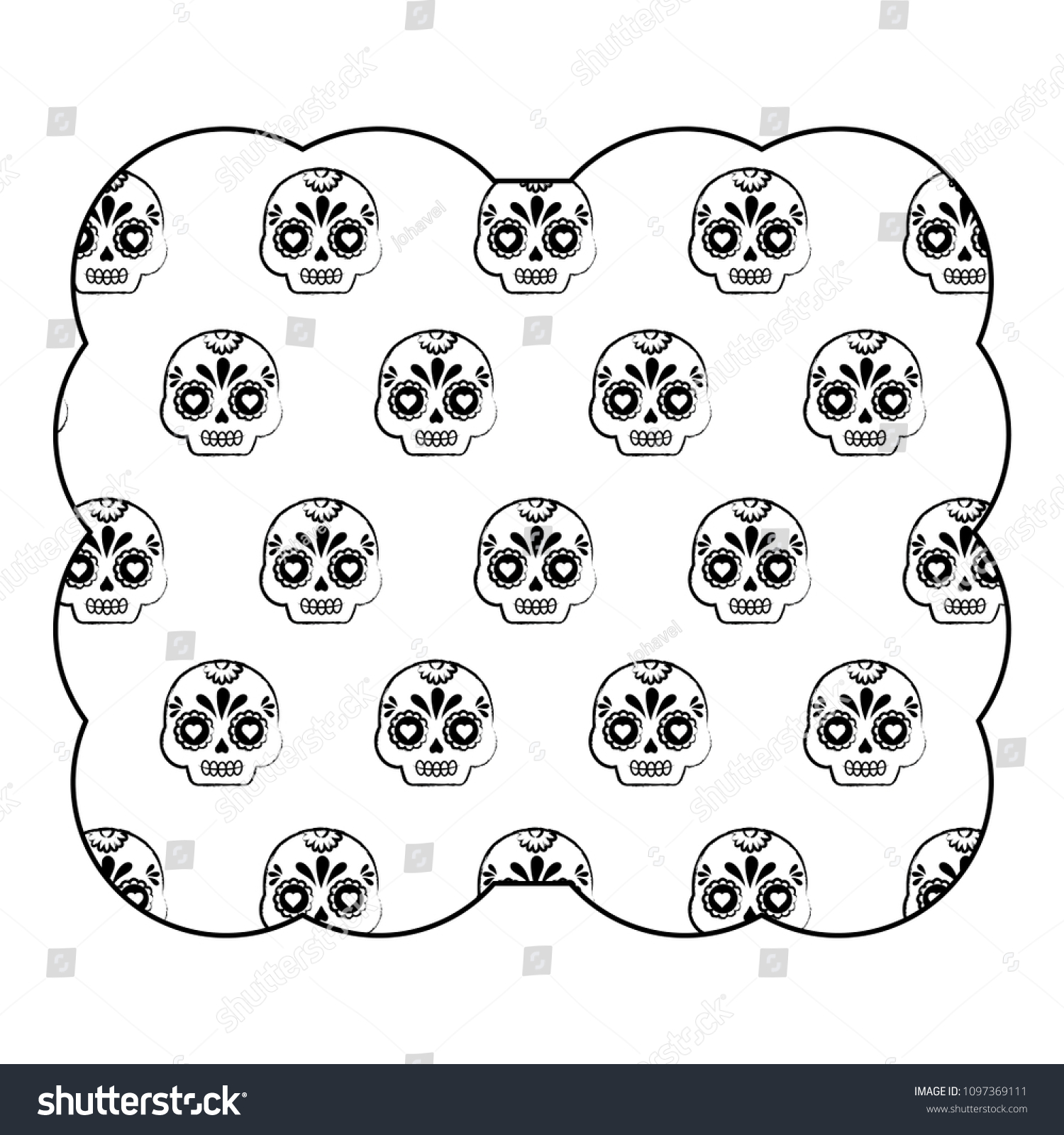 Sugar Skulls Pattern Design Stock Vector (Royalty Free) 1097369111