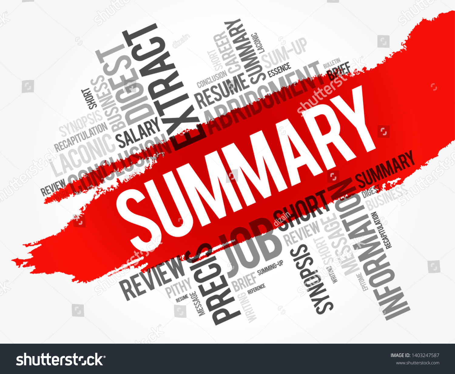 Summary Word Cloud Collage Business Concept Stock Vector (Royalty Free ...