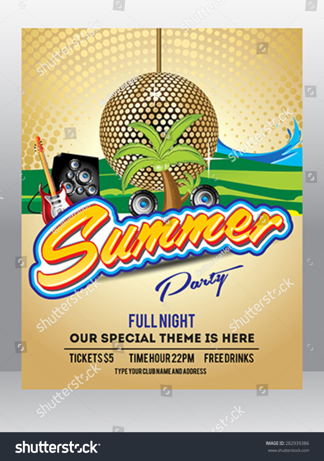 Summer Background Flyer Template Design Vector Stock Vector (Royalty ...