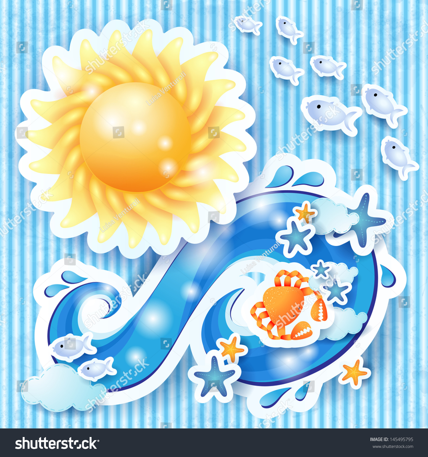 Summer Background Sun Wave Vector: vector de stock (libre de regalías ...