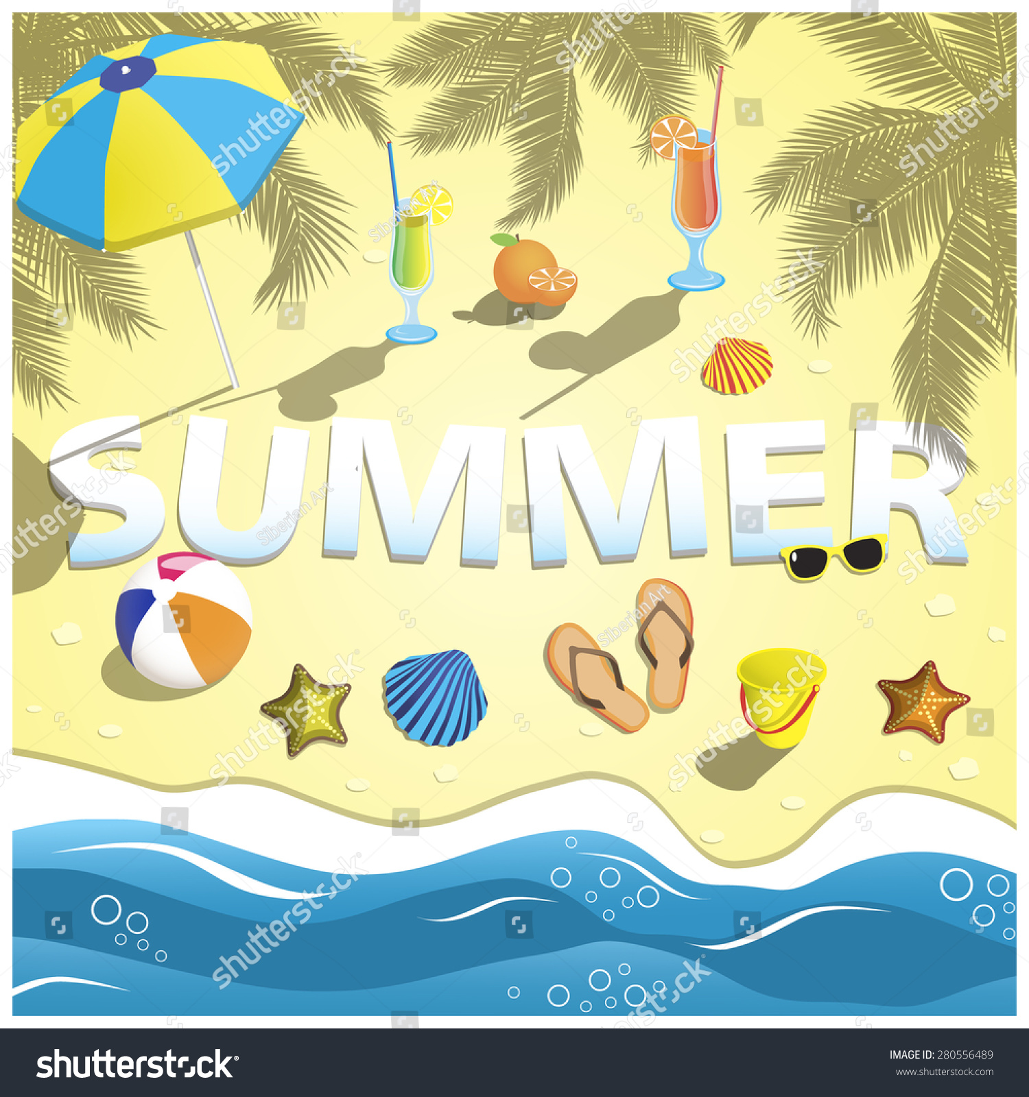 Summer Beach Sign Background Vector Illustration Stock Vector (Royalty ...