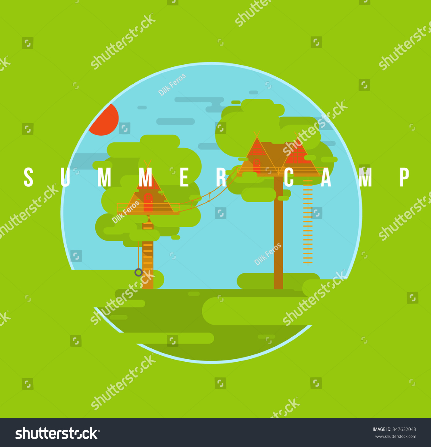 Summer Camp Tree House Vector Illustration Stock Vector (Royalty Free ...