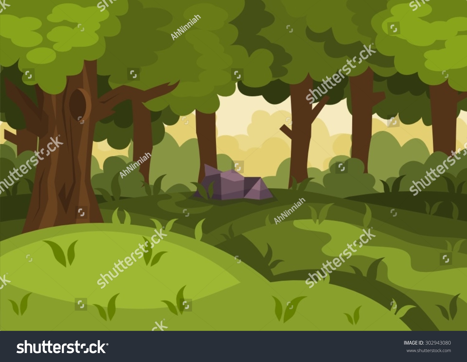 Summer Day Forest Cartoon Vector Background Stock Vector (Royalty Free ...