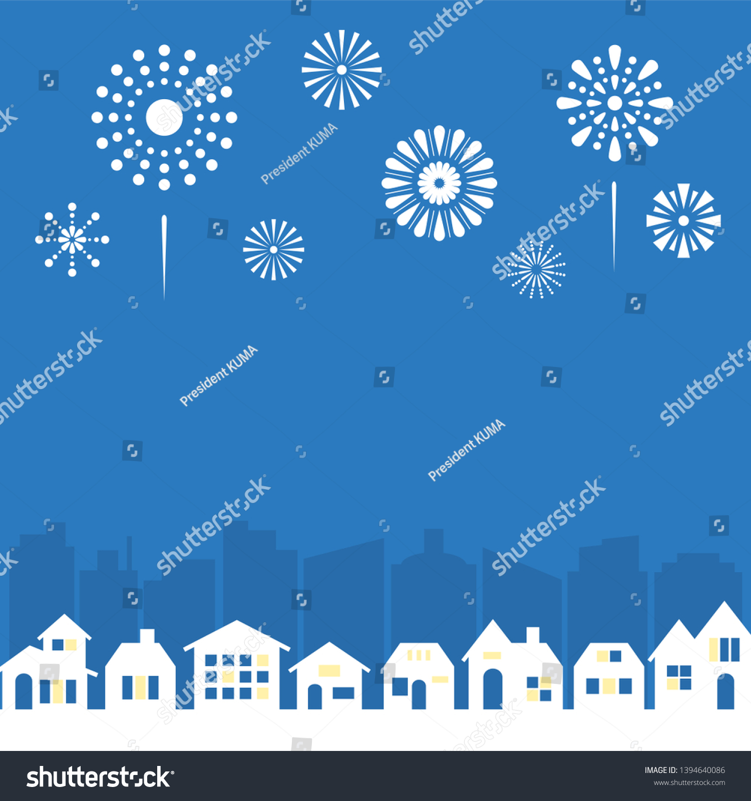 Summer Firework Landscape Vector Illustration Stock Vector (Royalty ...