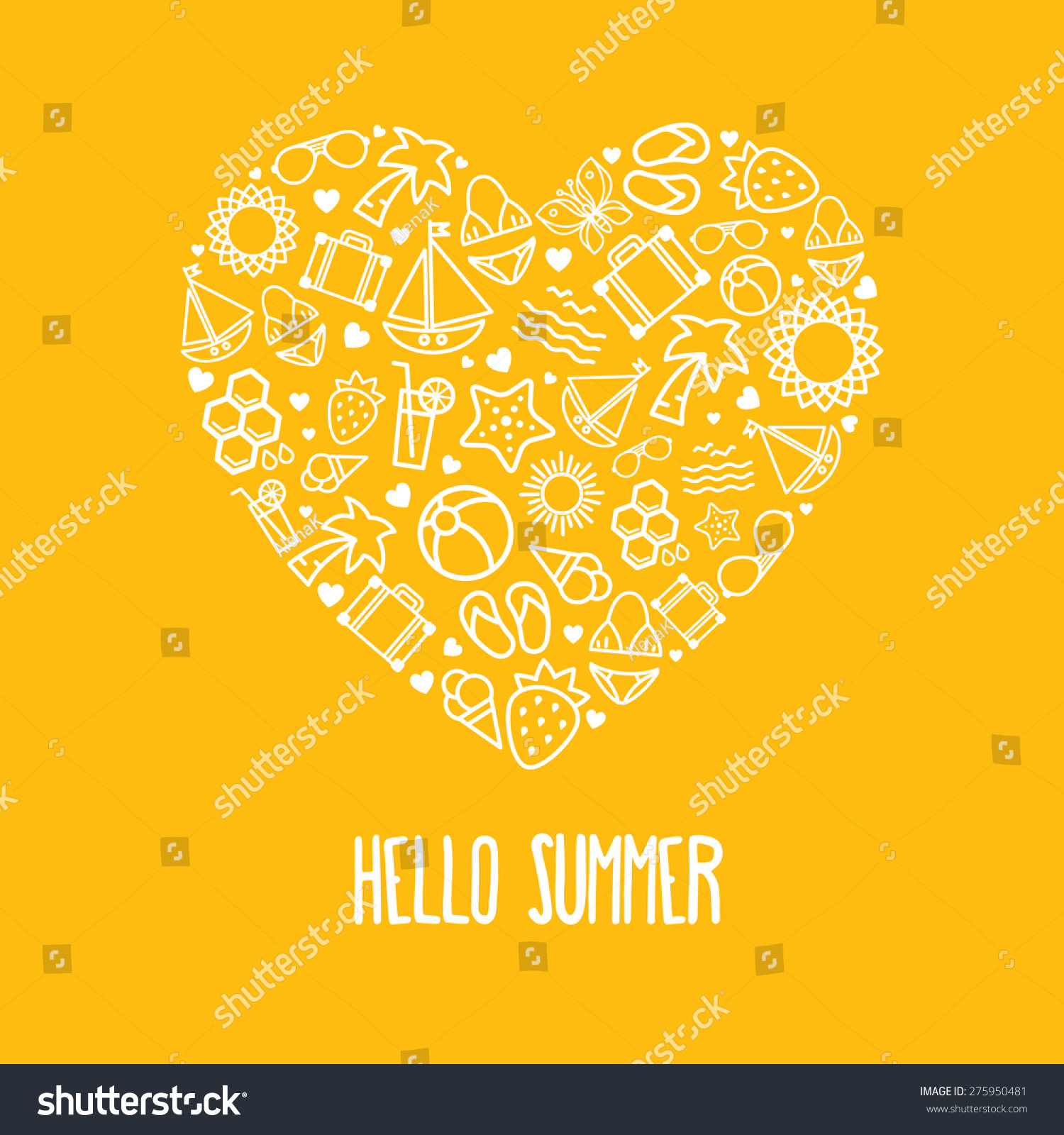 Summer Heart Shaped Background Design Stock Vector (Royalty Free ...