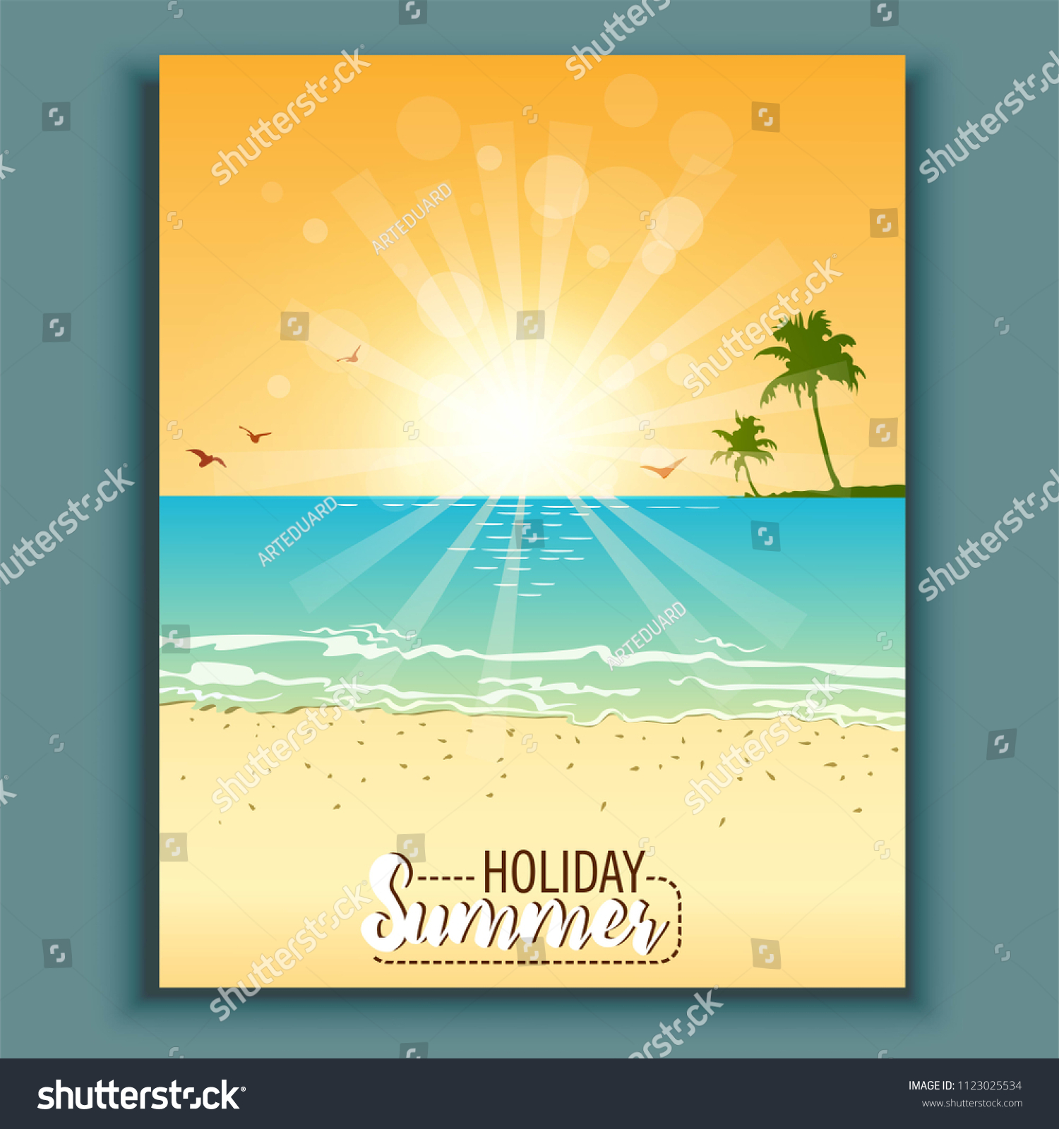Summer Holiday Template Vector Illustration Stock Vector (Royalty Free ...