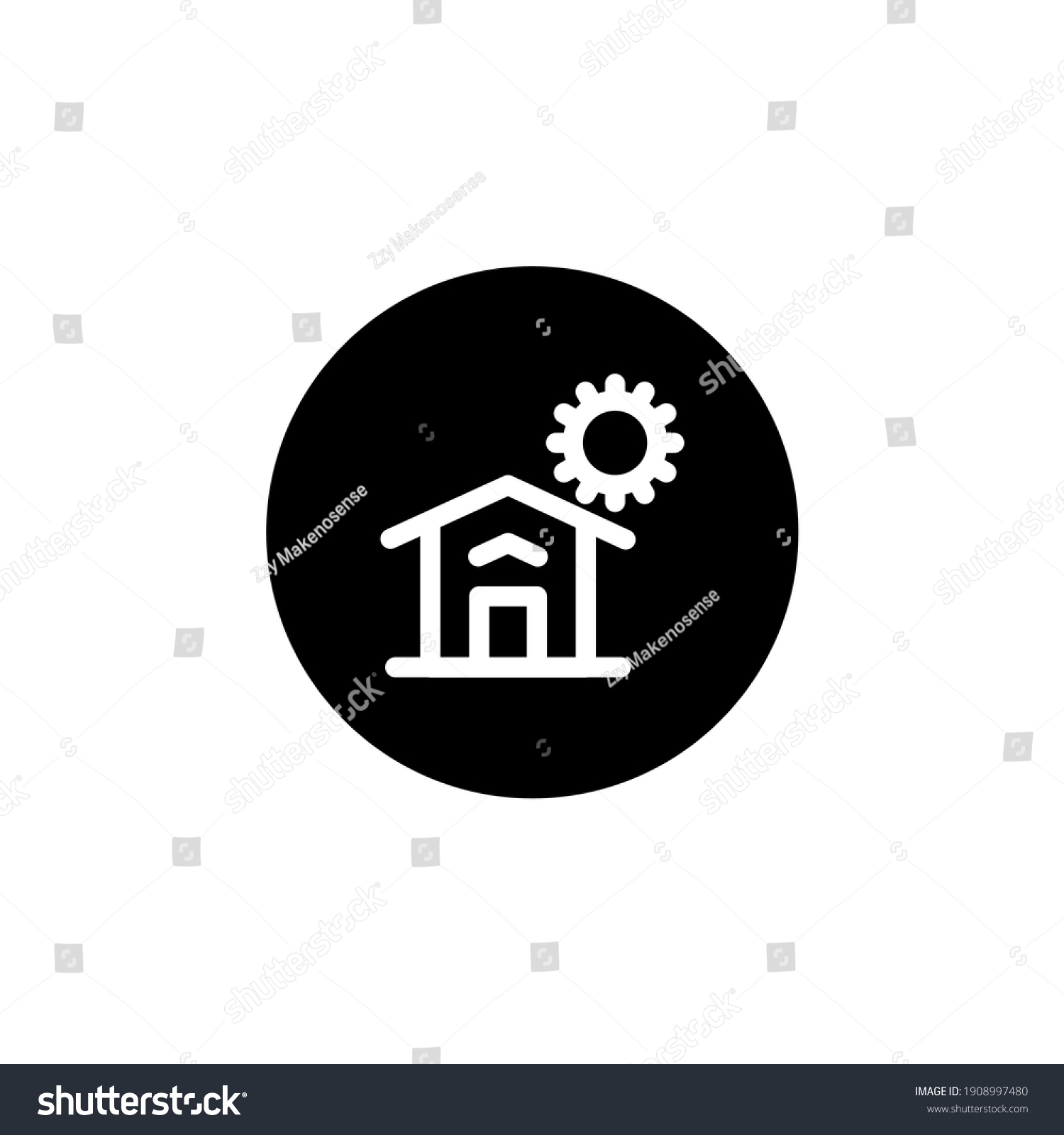 Summer House Icon Round Black Style Stock Vector (Royalty Free ...