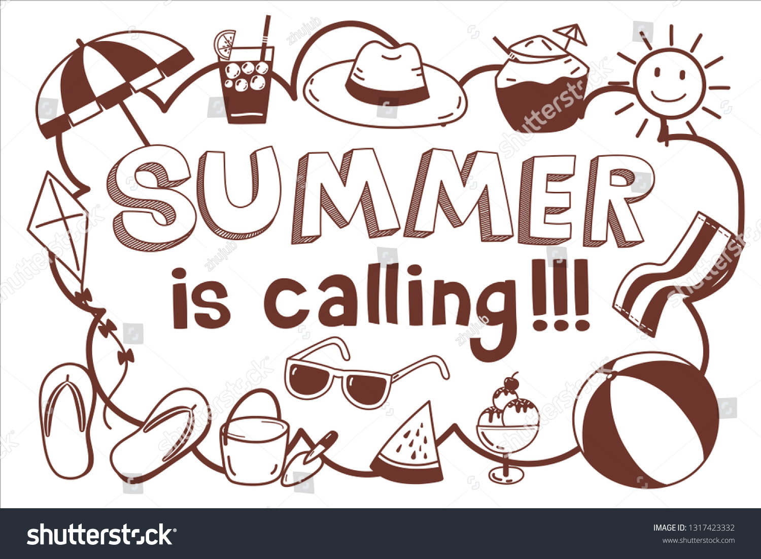 Summer Callingvectorillustration Stock Vector (Royalty Free) 1317423332 ...