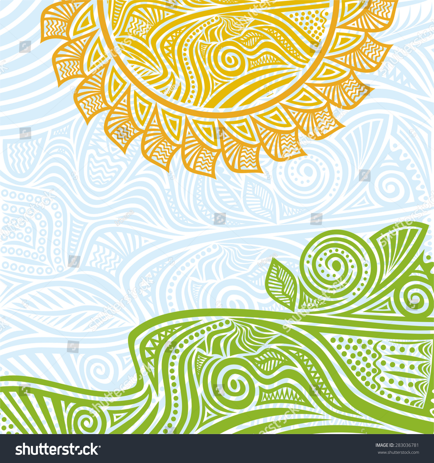 Summer Landscape Sun Vector Illustration Stock Vector (Royalty Free ...