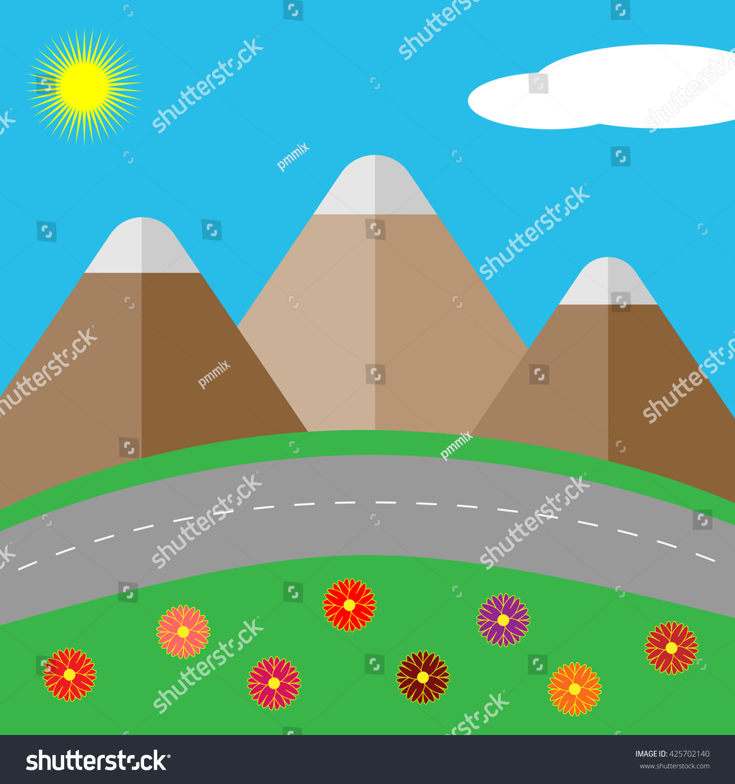 Summer Landscape Vector Illustration Stock Vector (Royalty Free ...
