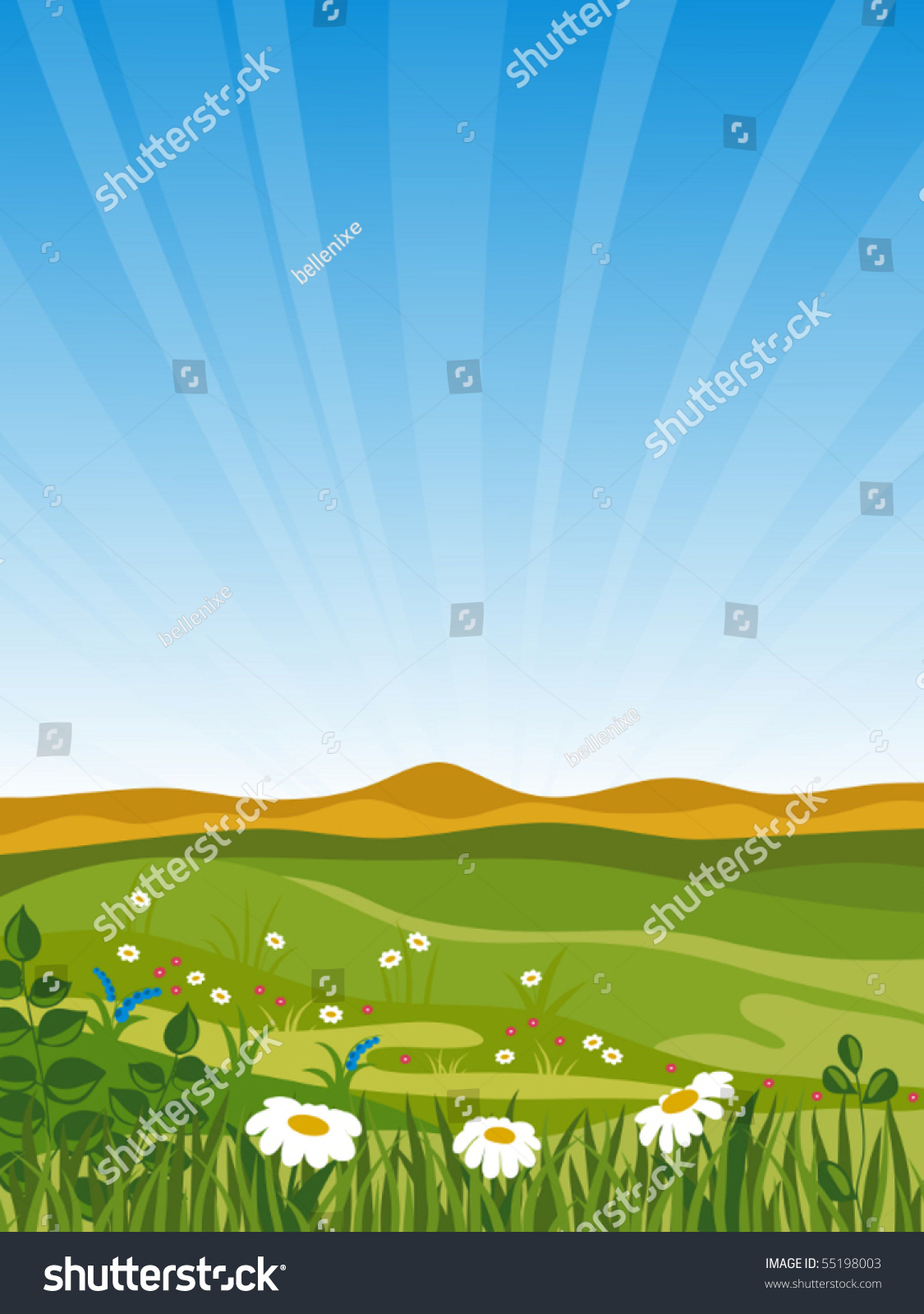 Summer Landscape Vector Illustration Stock Vector (Royalty Free ...