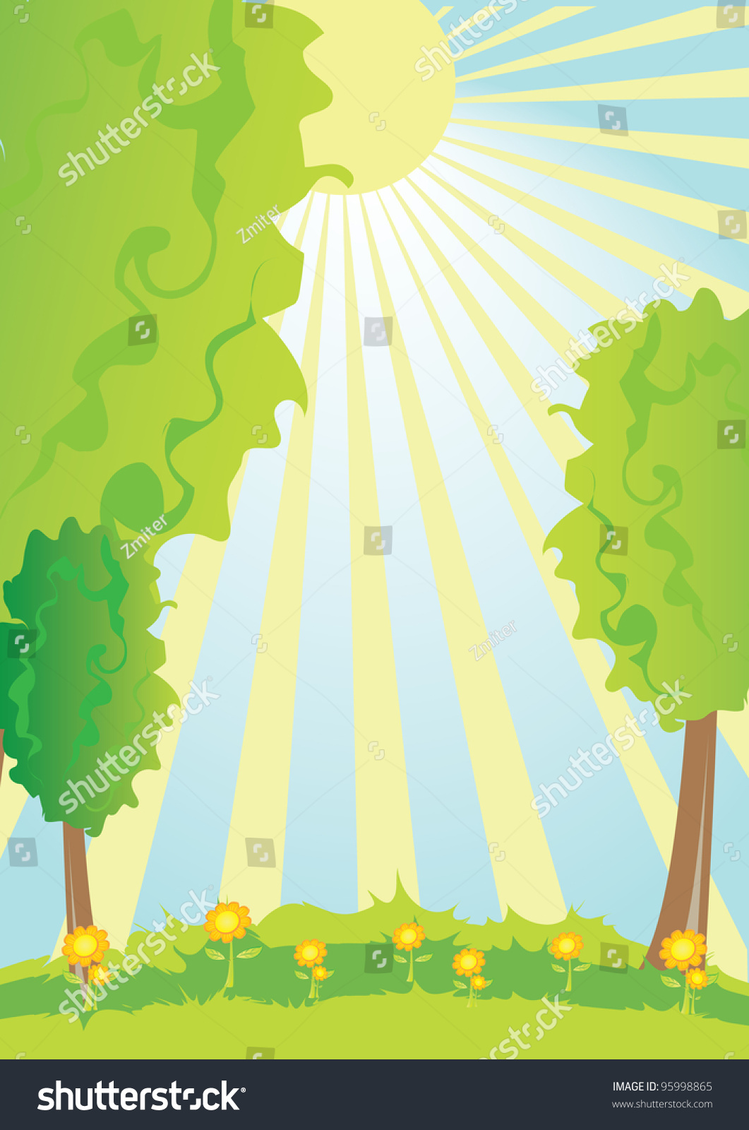 Summer Landscape Vector Illustration Stock Vector (Royalty Free ...