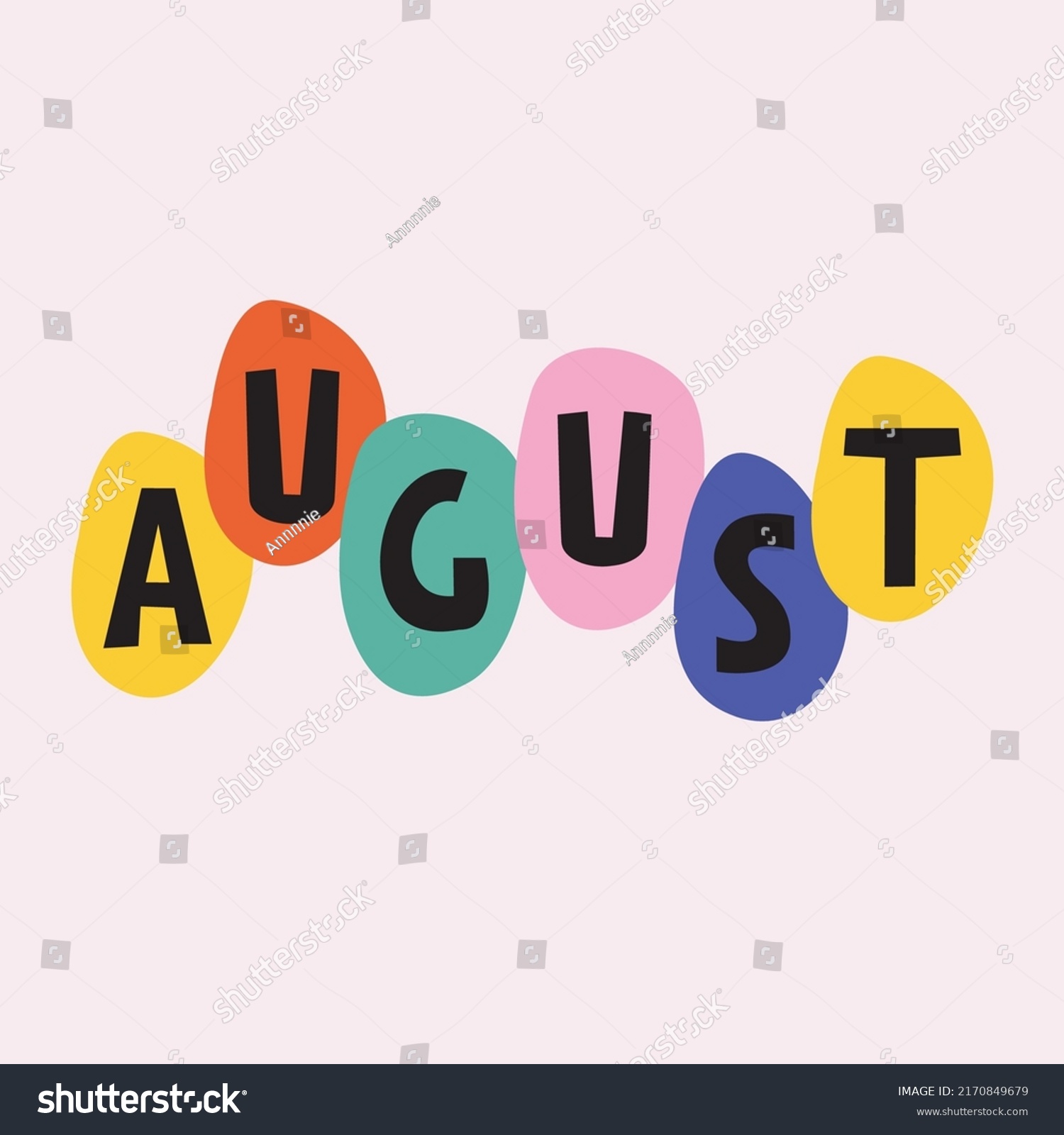 Summer Months August Lettering Text Stock Vector (Royalty Free ...