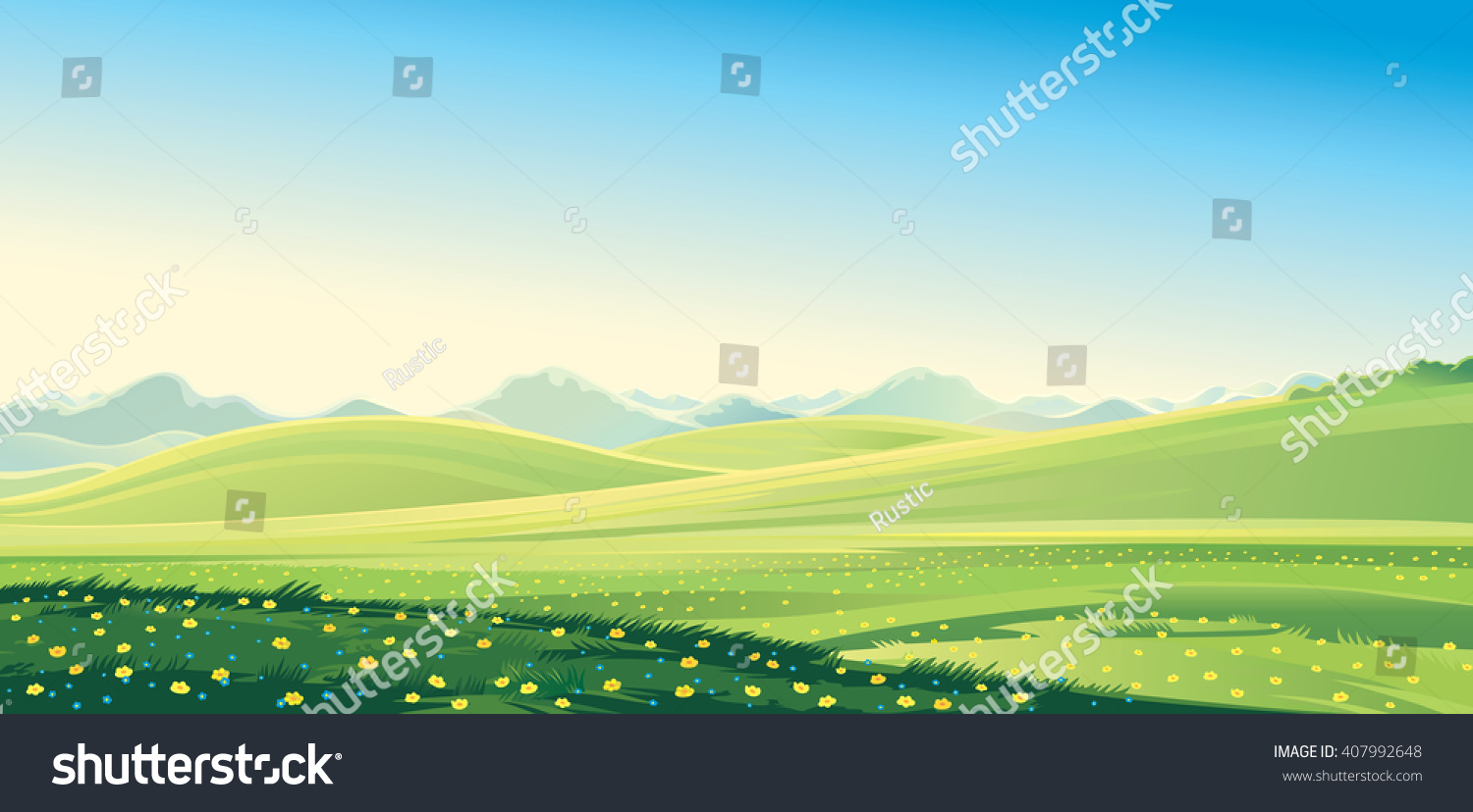 Summer Mountain Landscape Vector Illustration Stock Vector (Royalty ...