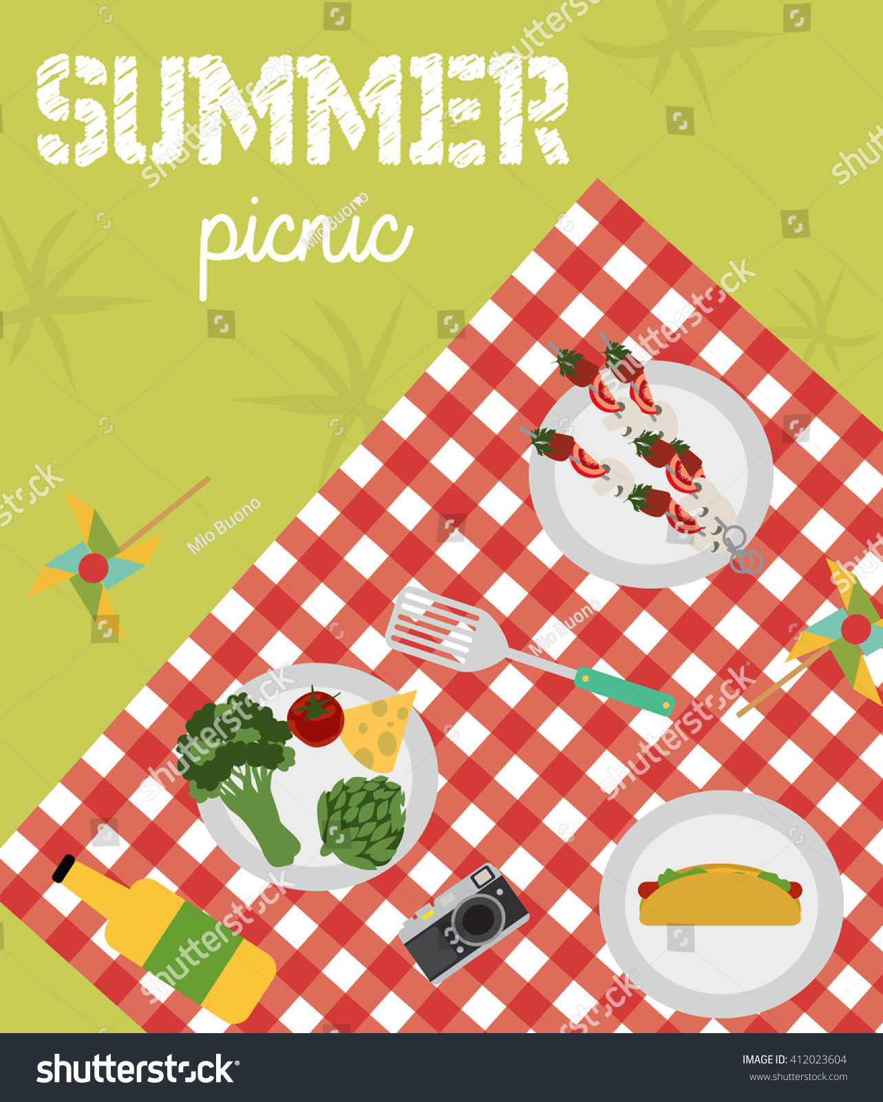 Summer Picnic Card Stock Vector (Royalty Free) 412023604 | Shutterstock