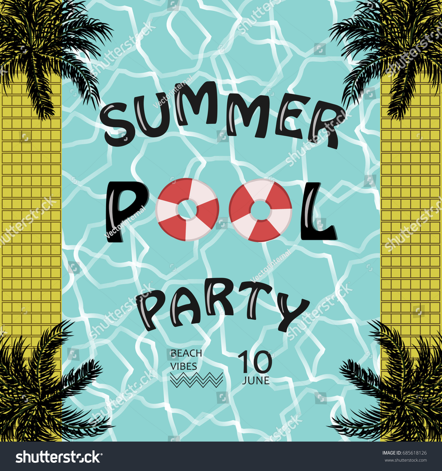 Summer Pool Party Poster Templatepool Party Stock Vector Royalty Free