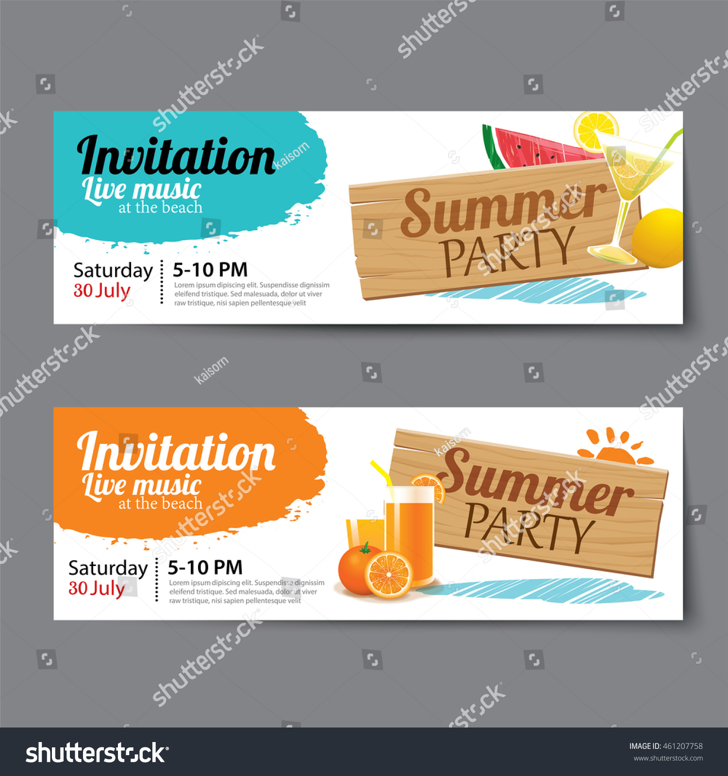 Summer Pool Party Ticket Template Stock Vector (Royalty Free) 461207758