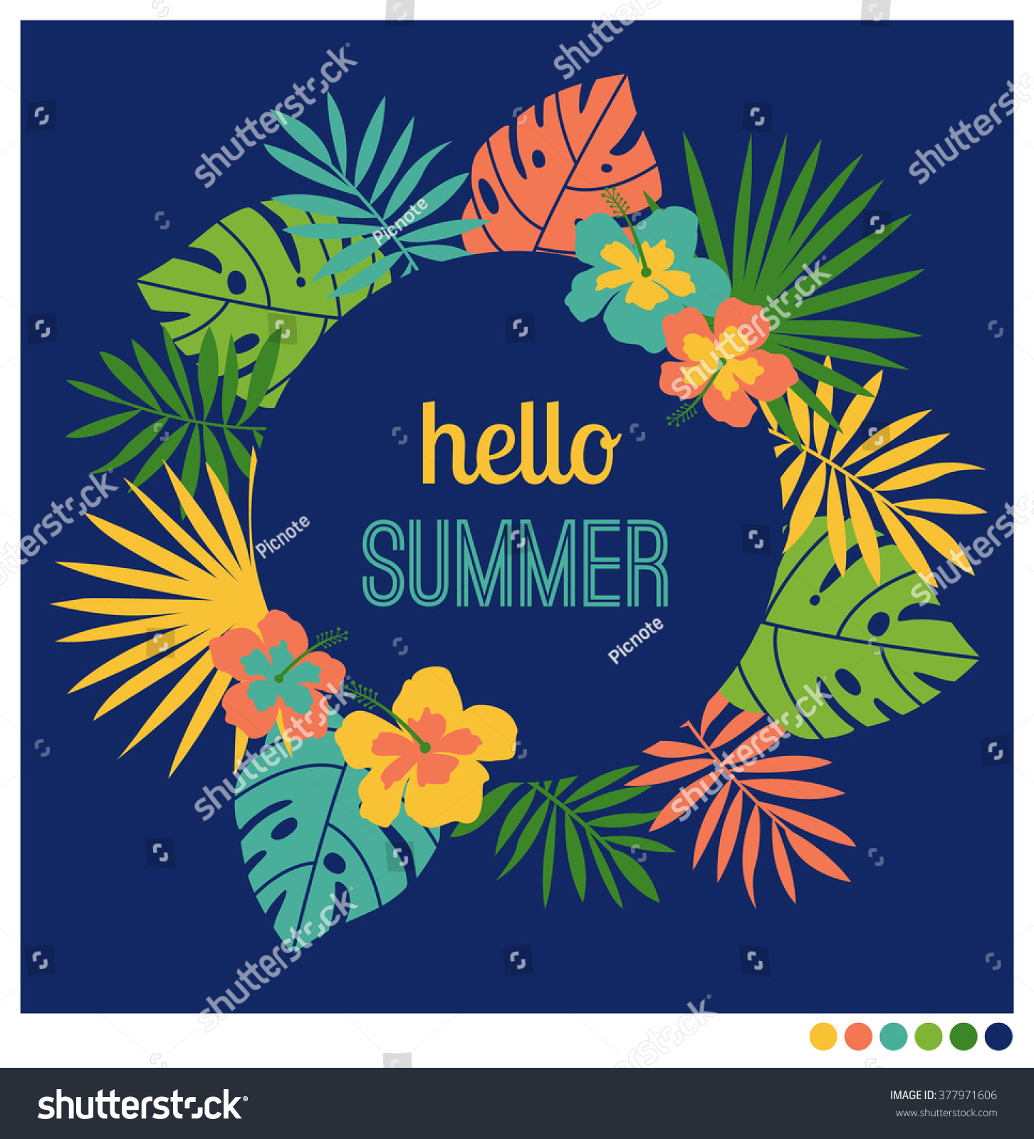 Summer Rounded Shape Frame Vector Palm Stock Vector (Royalty Free ...