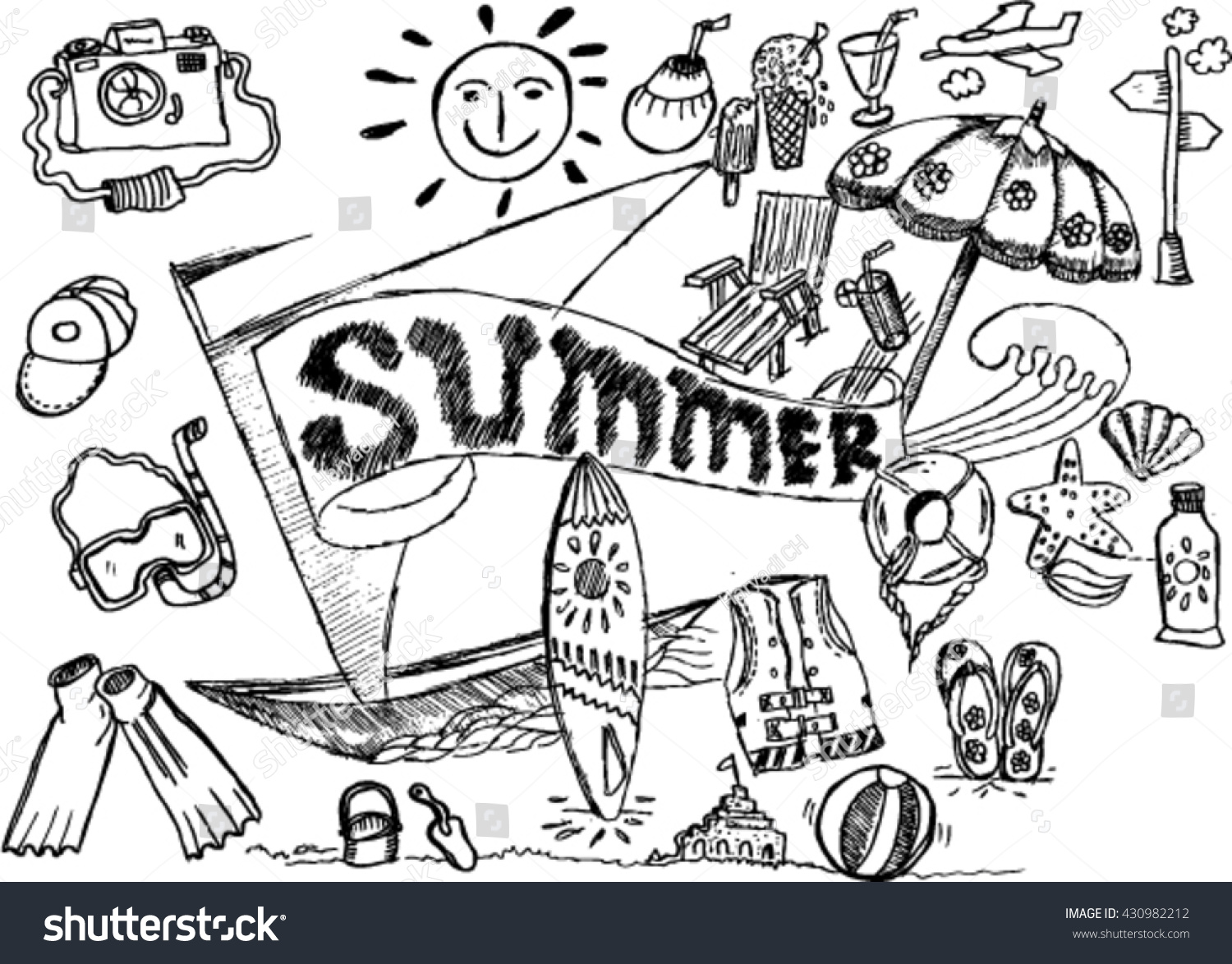 Summer Sketch Stock Vector (Royalty Free) 430982212 | Shutterstock