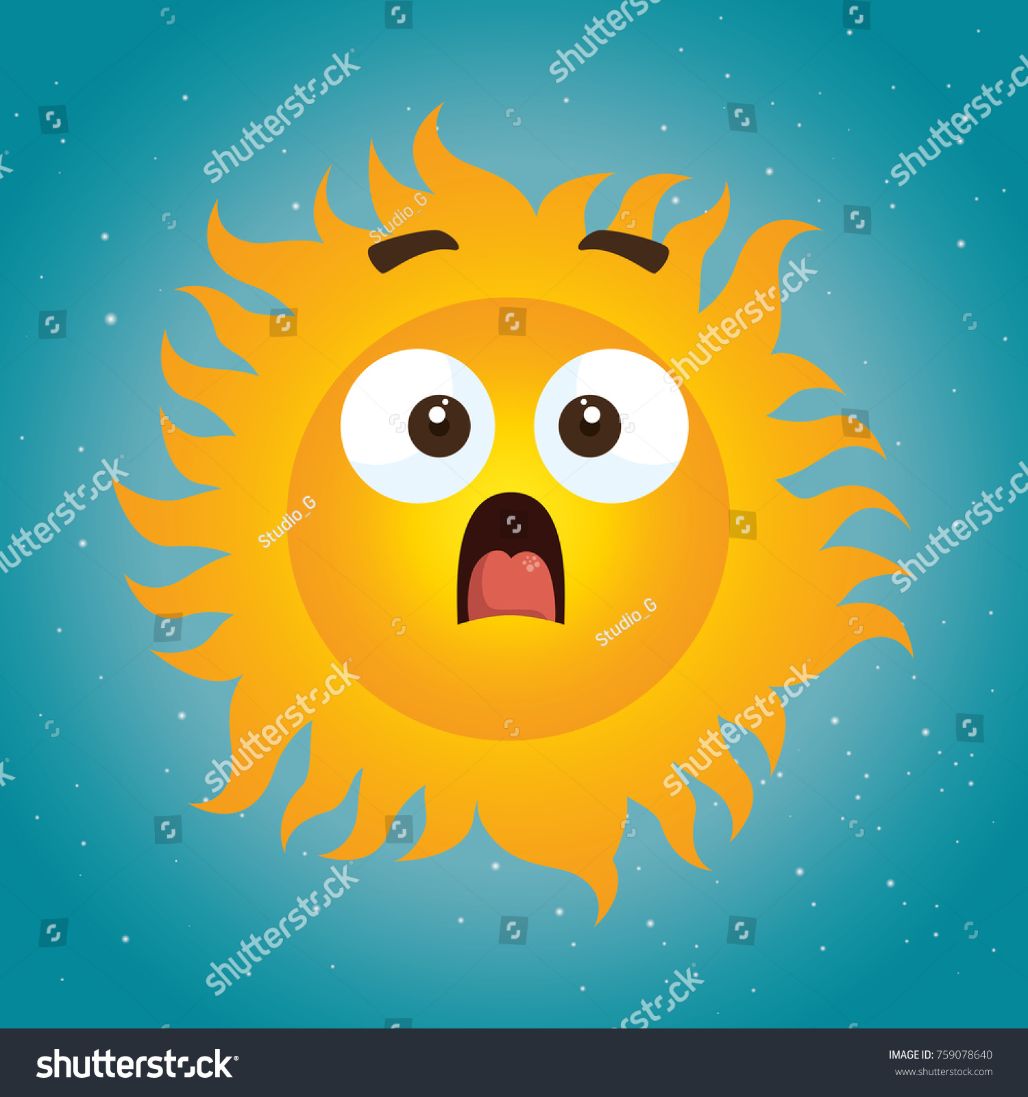 Summer Sun Face Cartoon: vector de stock (libre de regalías) 759078640 ...