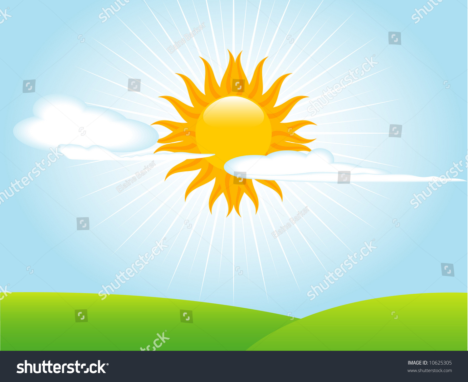 Summer Sun Landscape Stock Vector (Royalty Free) 10625305 | Shutterstock