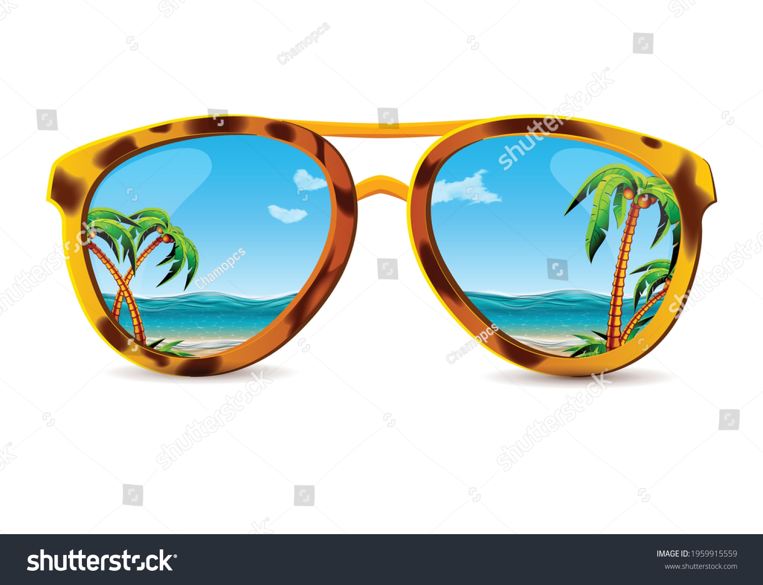 Summer Sunglasses Vector Illustration White Background Stock Vector ...