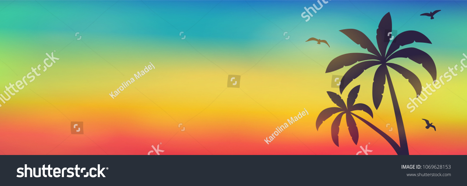 Summer Sunset Banner Copyspace Vector Stock Vector (Royalty Free ...