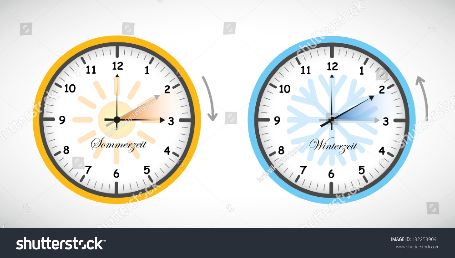 Summer Time Winter Time Clock Daylight Stock Vector (Royalty Free ...