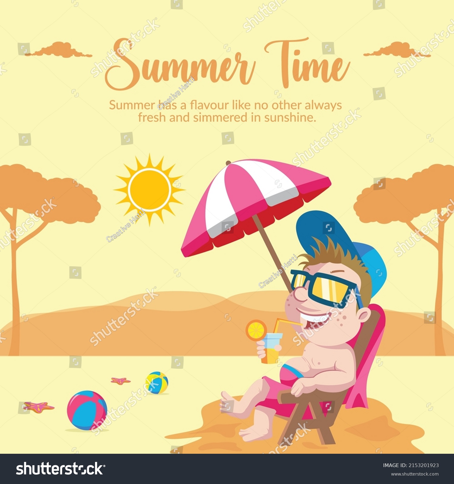 Summer Time Banner Design Template Stock Vector (Royalty Free ...