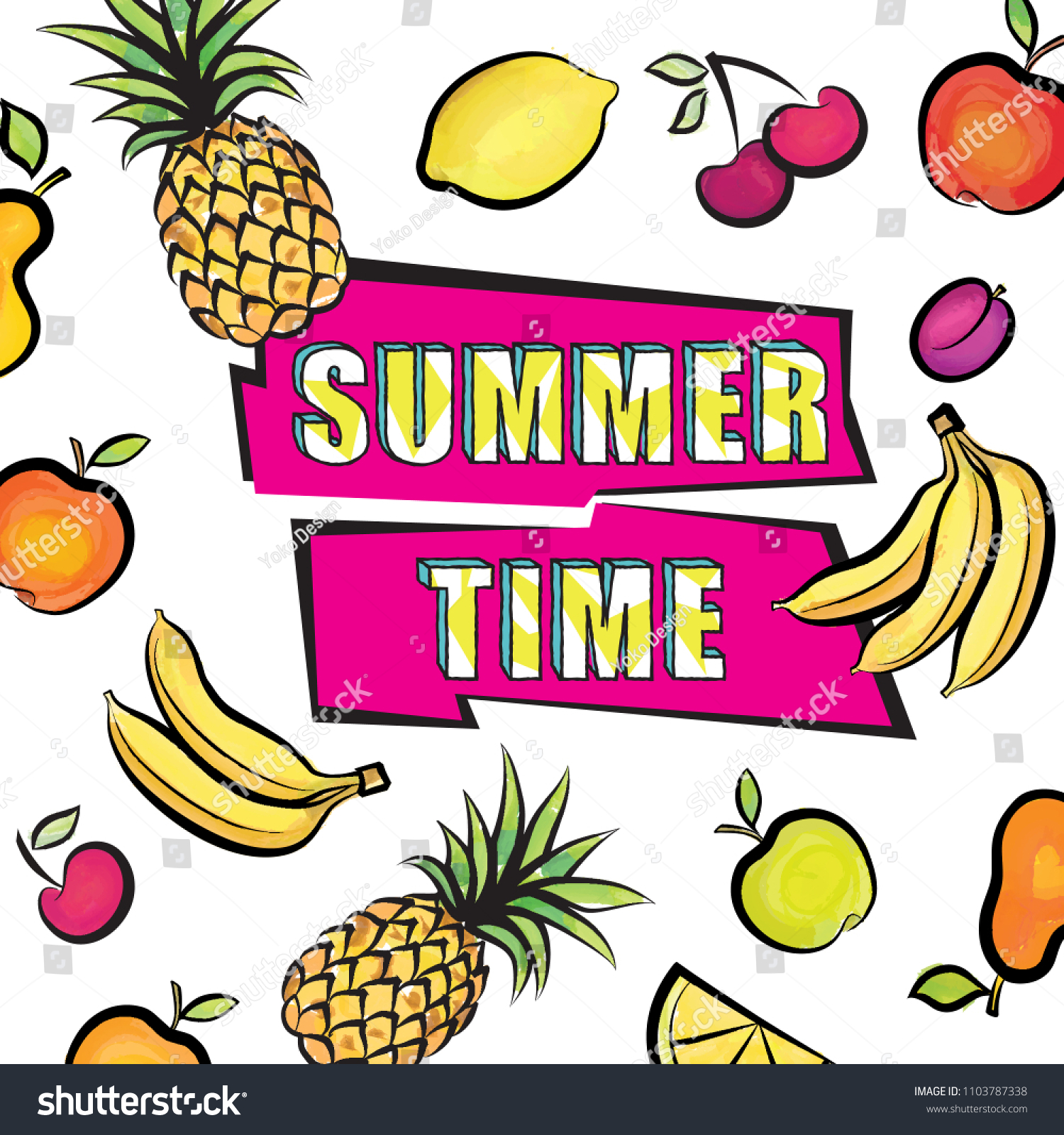 Summer Time Card Background Over Painted Stock Vector (Royalty Free ...