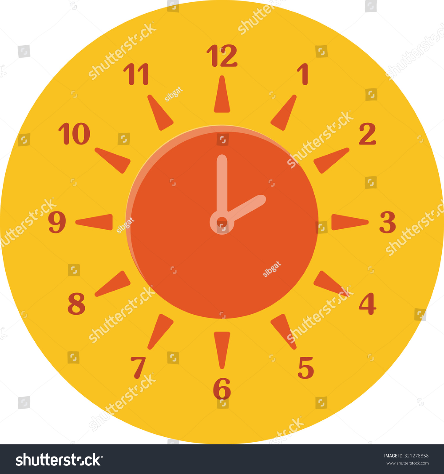 Summer Time Concept Combined Clock Sun Stock Vector (Royalty Free ...