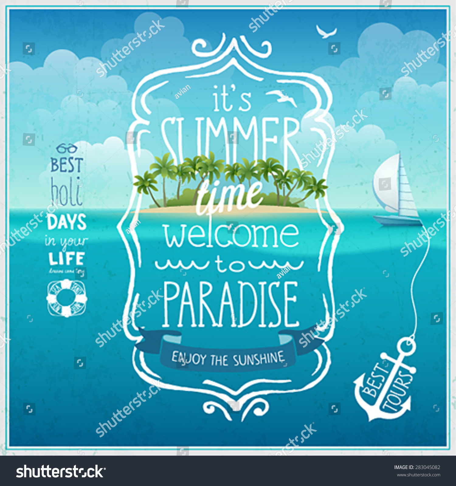 Summer Time Poster Tropical Background Stock Vector (Royalty Free ...