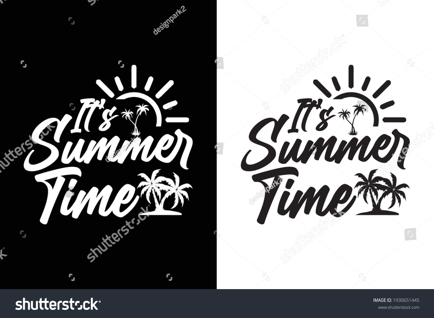 Summer Time Typography Design Template Stock Vector (Royalty Free ...