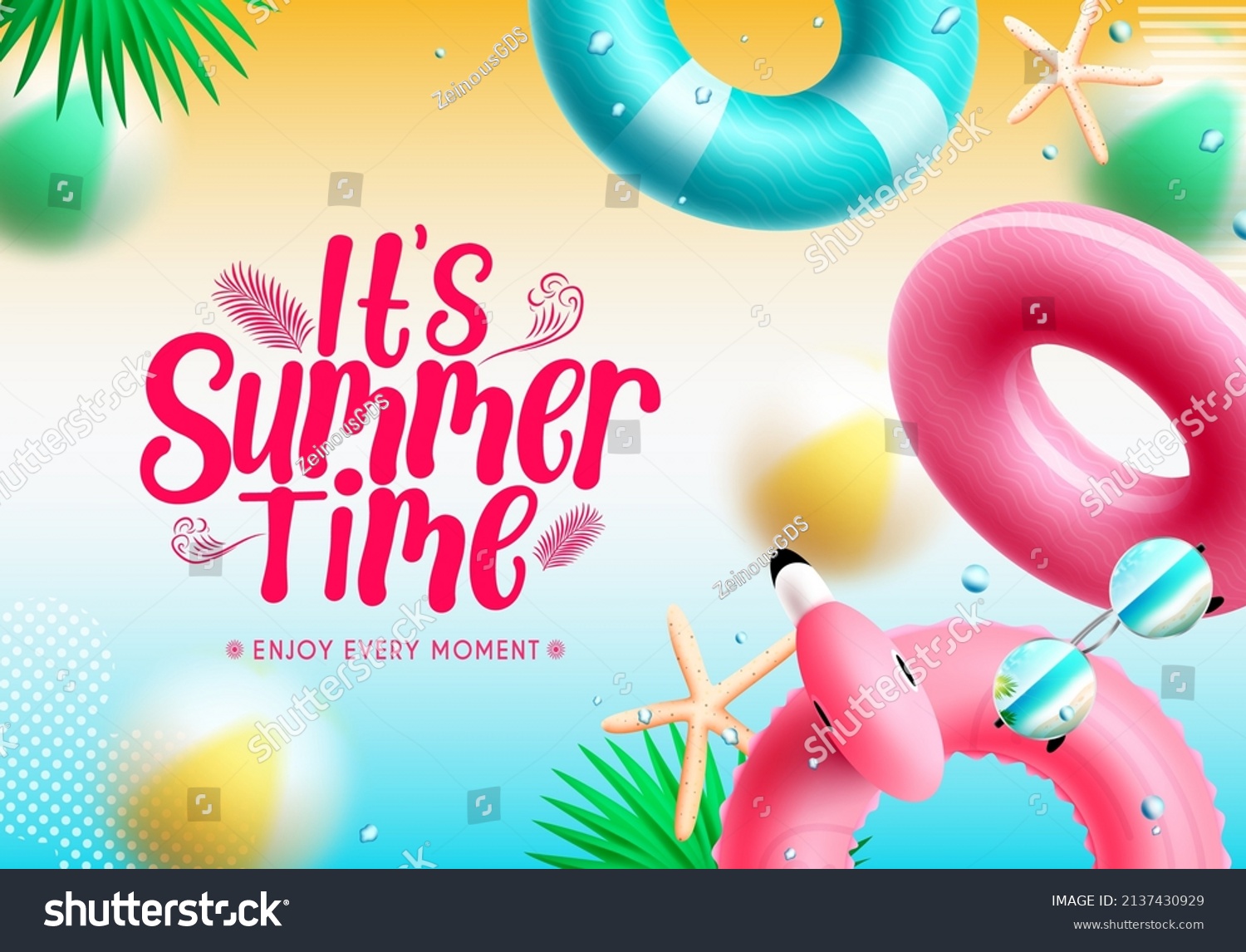 Summer Time Vector Background Design Summer Stock Vector (Royalty Free ...