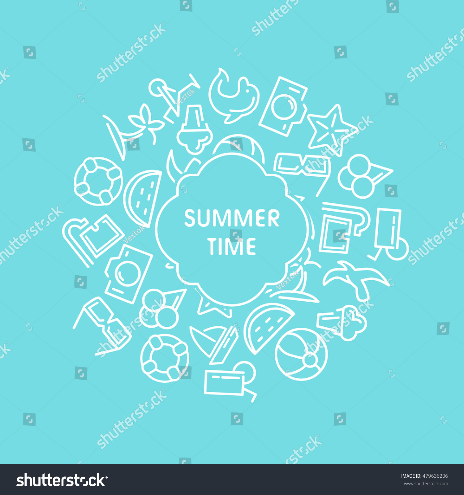 Summer Time Vector Illustrations Icons Stock Vector (Royalty Free ...