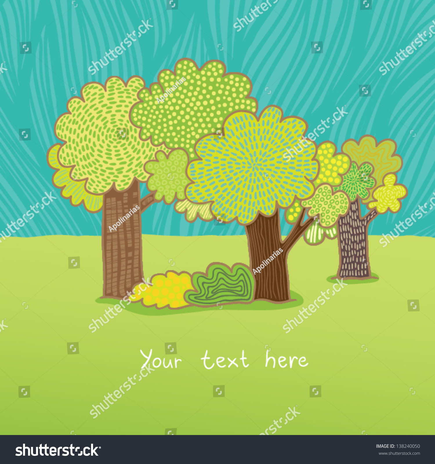 Summer Trees Background Stock Vector (Royalty Free) 138240050 ...