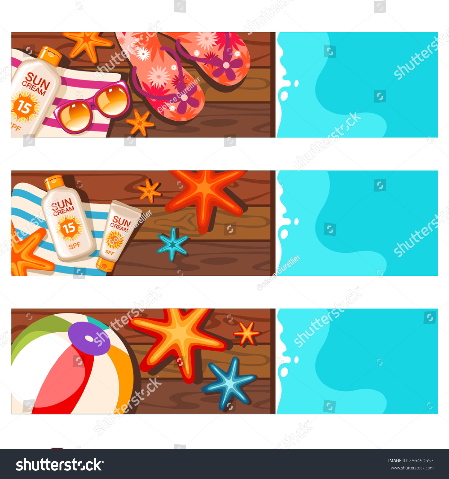 Summer Vacation Banner Set Stock Vector (Royalty Free) 286490657 ...