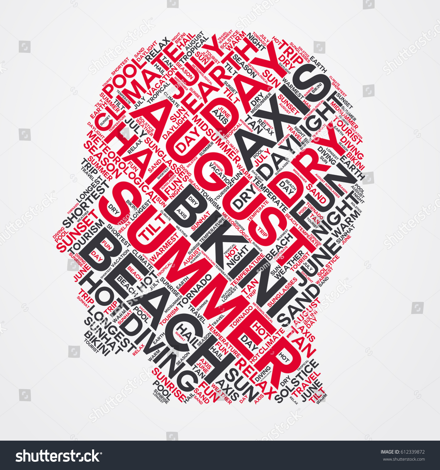Summer Word Cloud Head Typography Stock Vector (Royalty Free) 612339872 ...