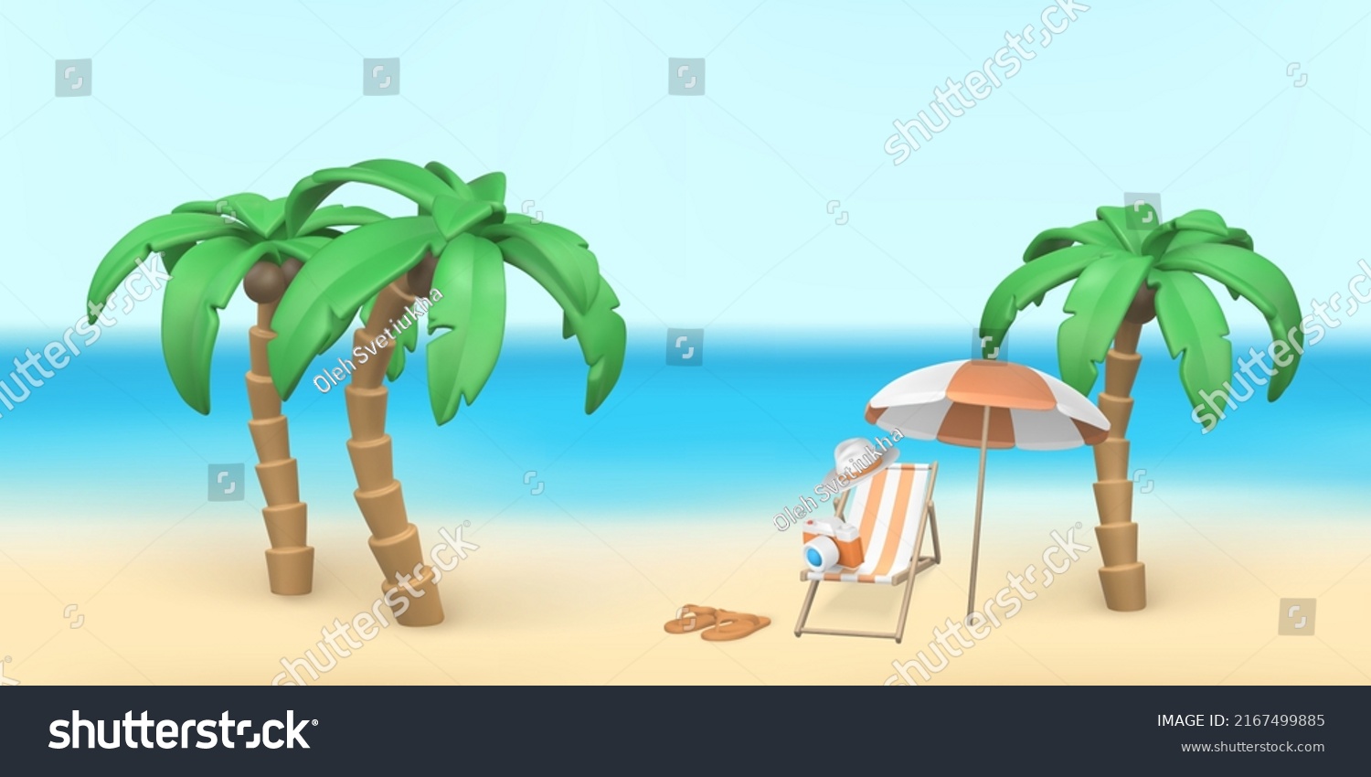 Summertime Background Summer 3d Realistic Render Stock Vector (Royalty ...