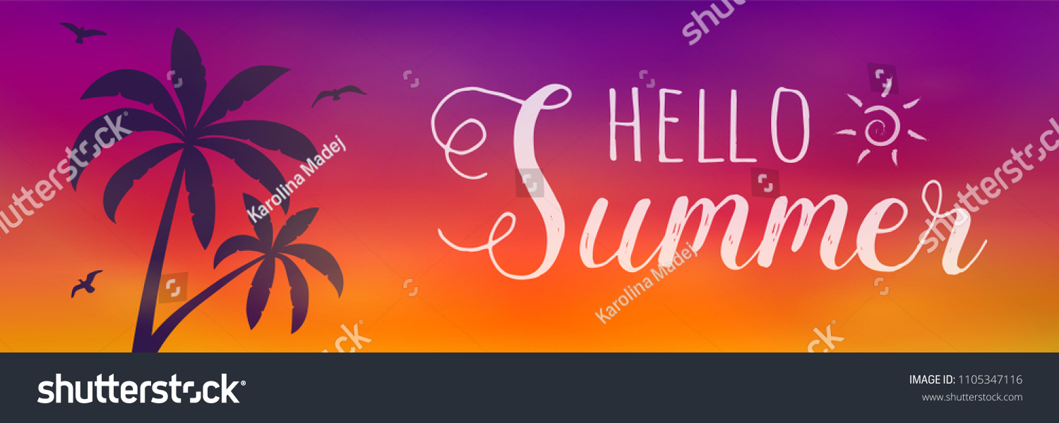 Summertime Colourful Header Palm Trees Vector Stock Vector (Royalty ...