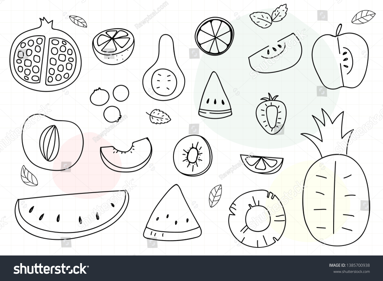 Summertime Fruit Doodle Vector Collection Stock Vector (Royalty Free ...