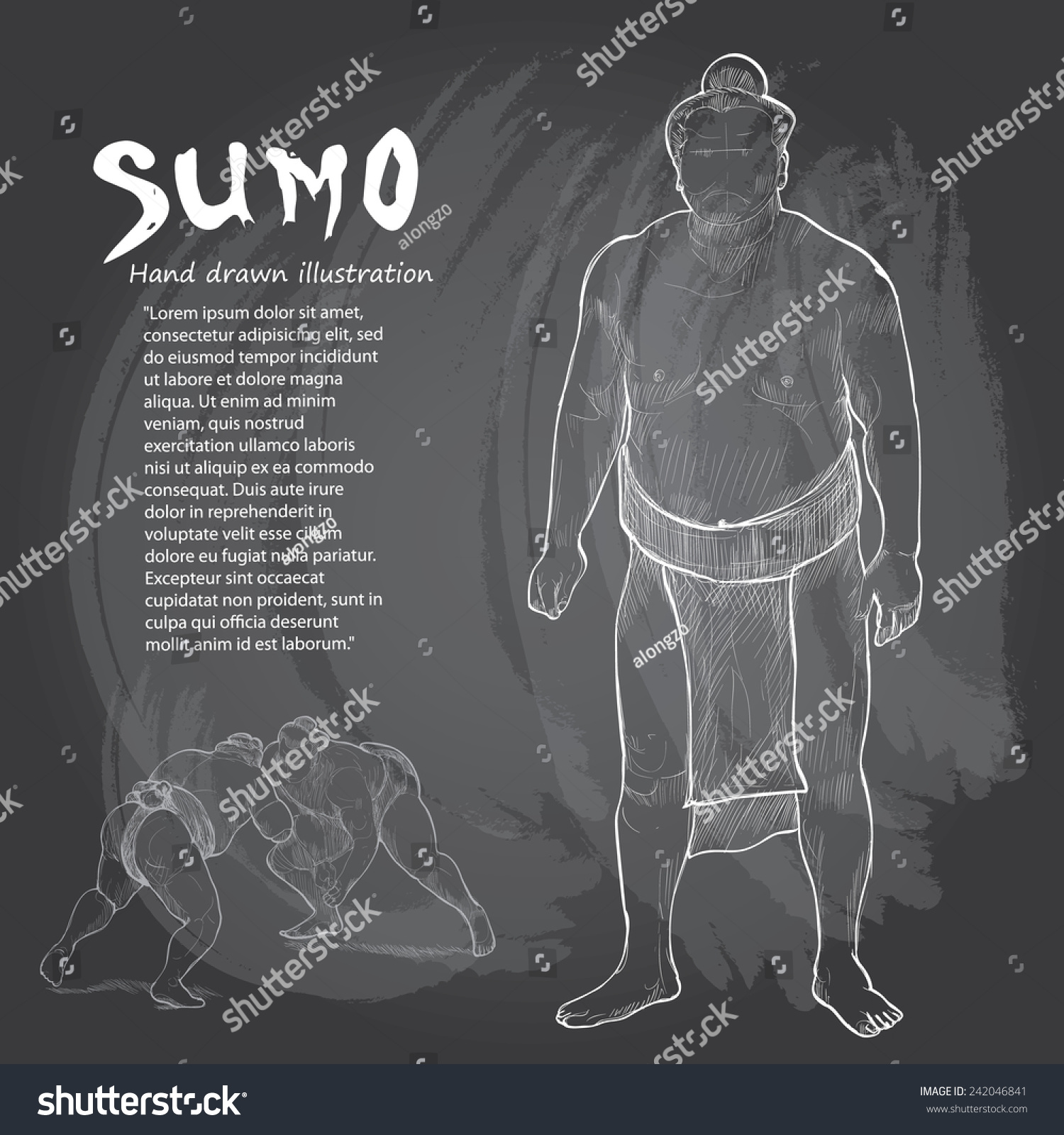 Sumo Background Design Hand Drawn Stock Vector (Royalty Free) 242046841