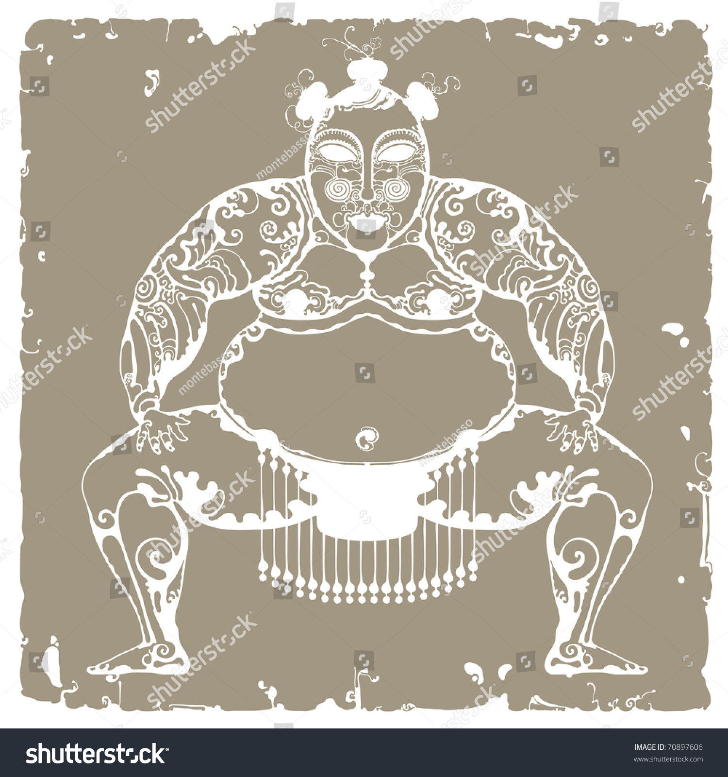 Sumo Fighter Decorative Paper Stock Vector (Royalty Free) 70897606