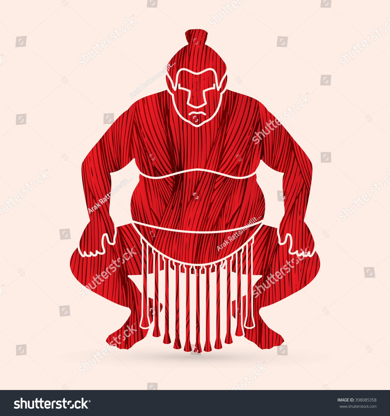 Sumo Silhouette Designed Using Red Grunge Stock Vector (Royalty Free ...