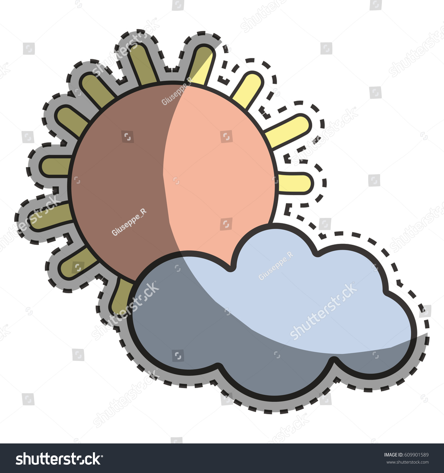 Sun Cloud Cartoon Character Stock Vector (Royalty Free) 609901589 ...