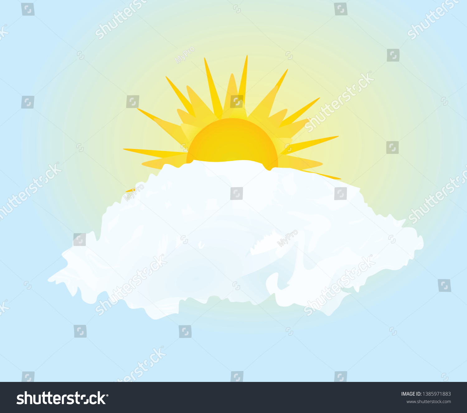 Sun Cloud Vector Illustration Stock Vector (Royalty Free) 1385971883 ...