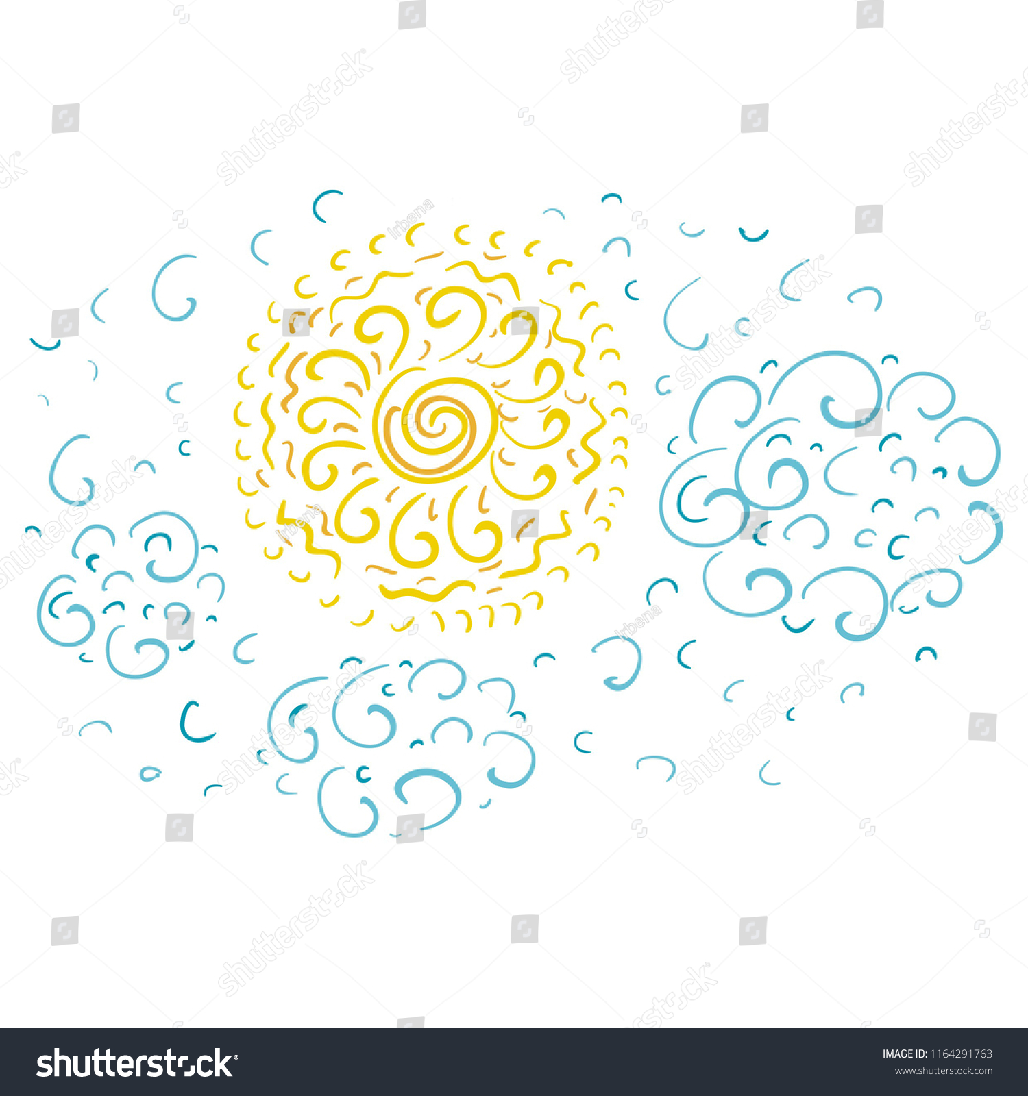 Sun Clouds Vector Illustration Stock Vector (Royalty Free) 1164291763 ...
