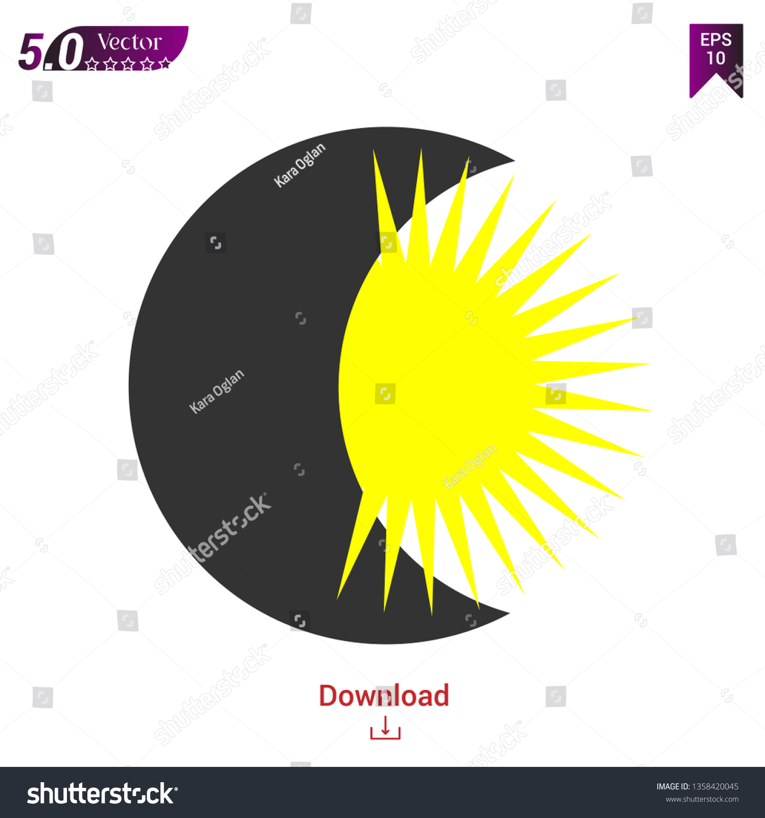 Sun Month Vector White Background Stock Vector (Royalty Free) 1358420045